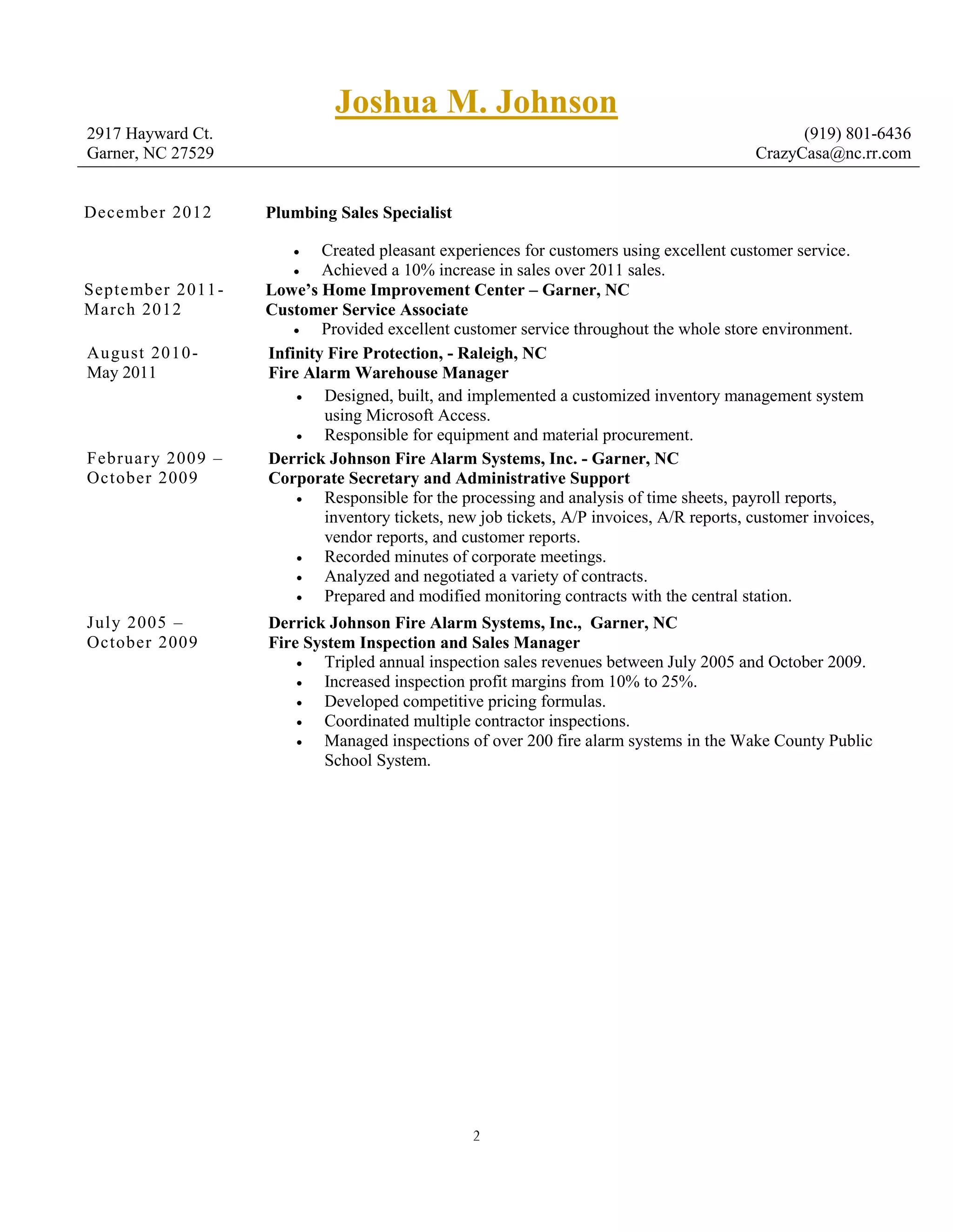 Resume for Joshua Johnson 2015 | PDF | Logistics | Business
