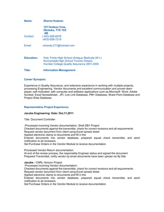 Sharon Kutzner Resume | DOC