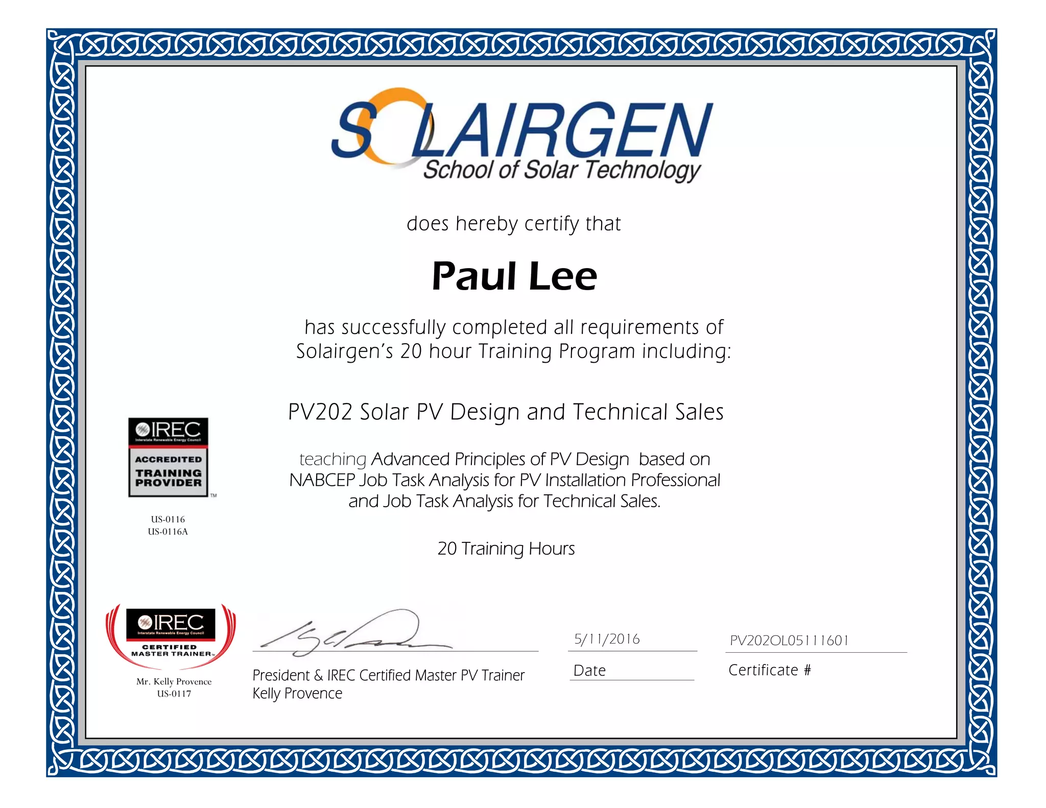 Paul Lee PV202 certificate (2) | PDF