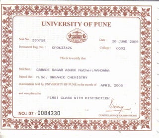 M.Sc. certificate | PPT