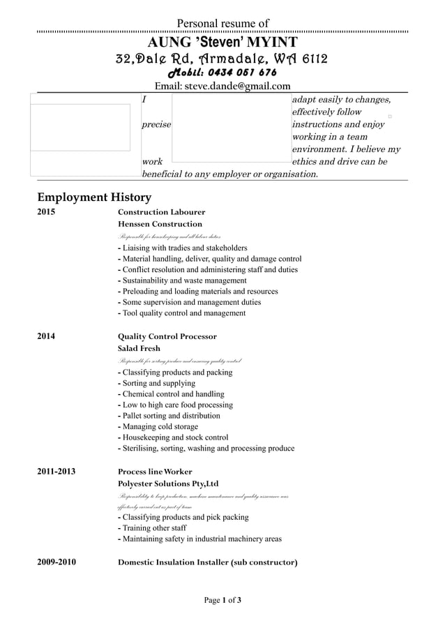 Aung_Steven CV 2015 | PDF