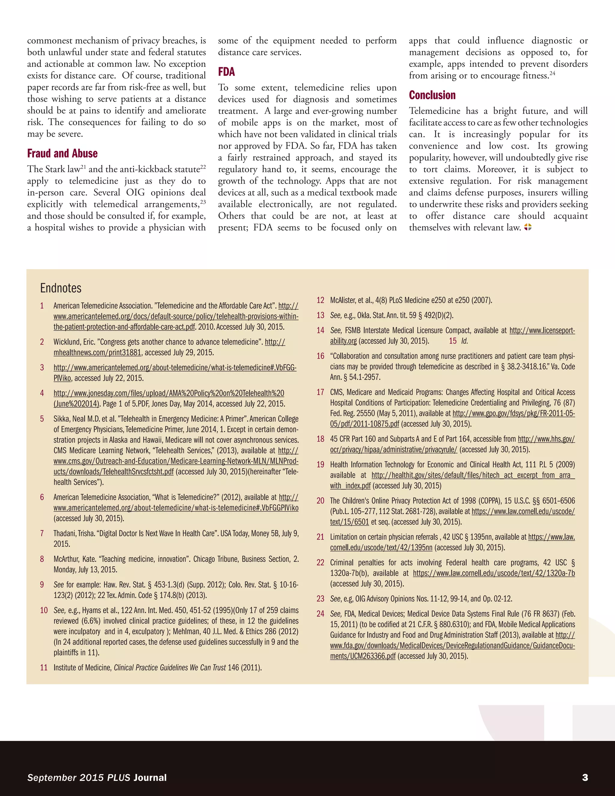 Telemedicine PLUS Journal September 2015 | PDF
