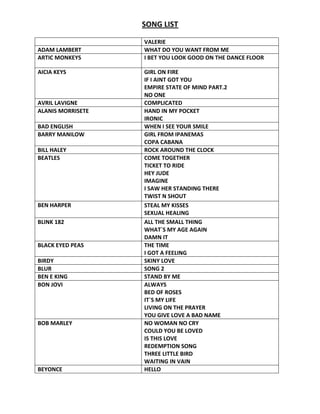 SONGS LIST | PDF