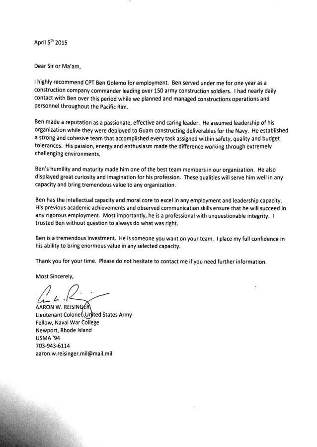 Reisinger Letter of Rec | PDF