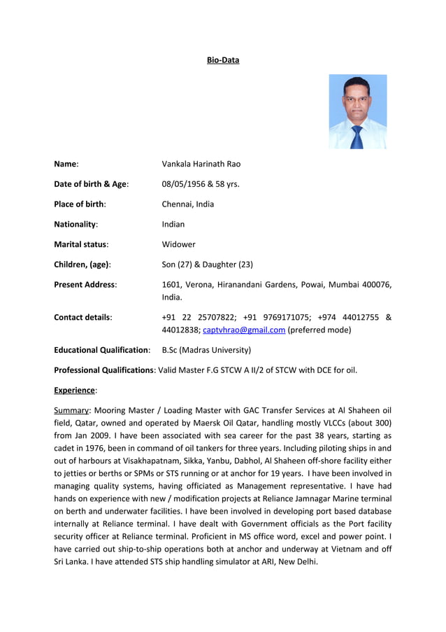 CV VHRao03052015 | PDF