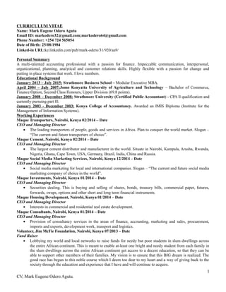 Updated CV Mark Eugene Odero | DOC
