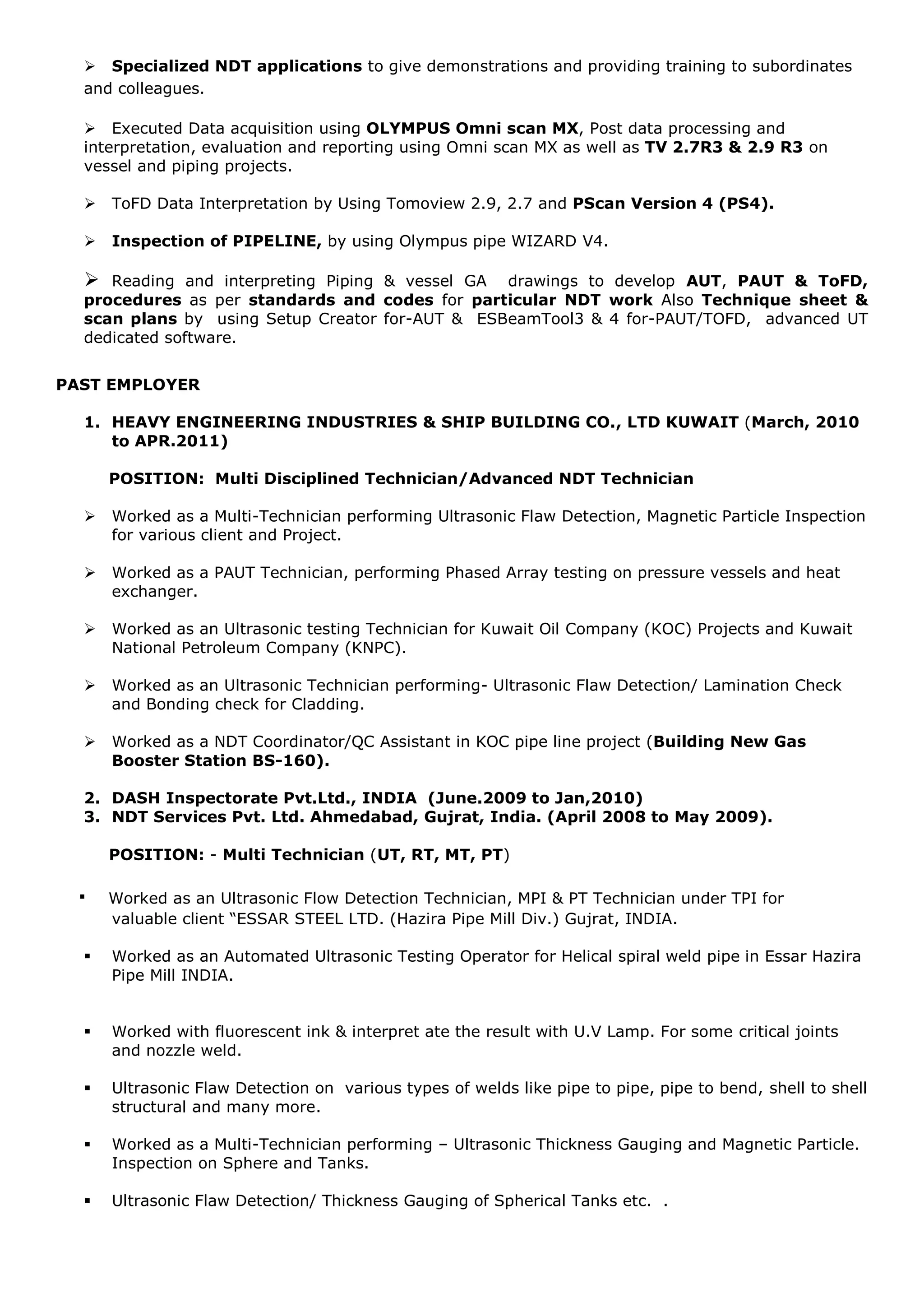 santosh-ANDT Inspector | PDF