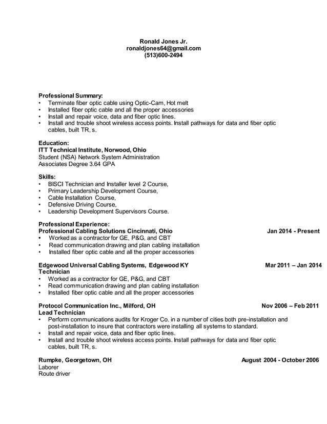 Ronald_Jones_Jr._(1)RESUME | DOCX | Telecommunications Industry ...