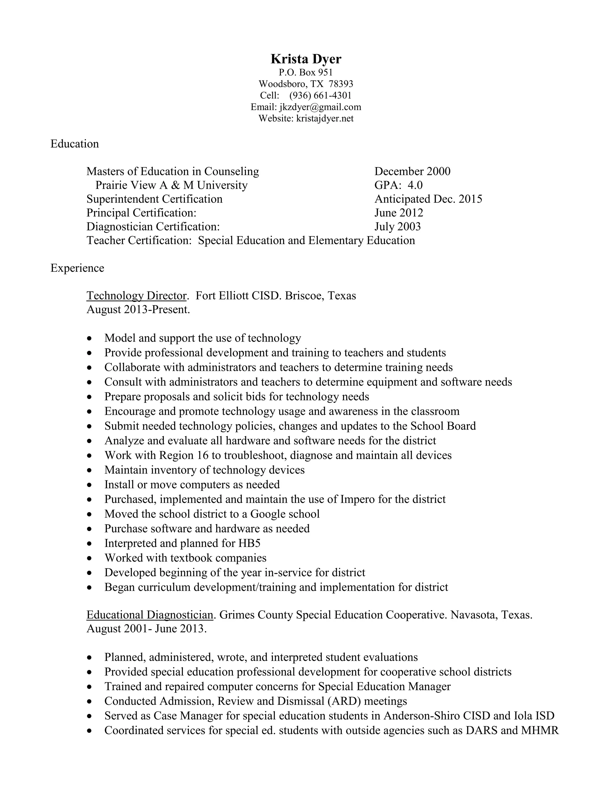 Krista Dyer's Resume | PDF | IT and Internet Support | Internet