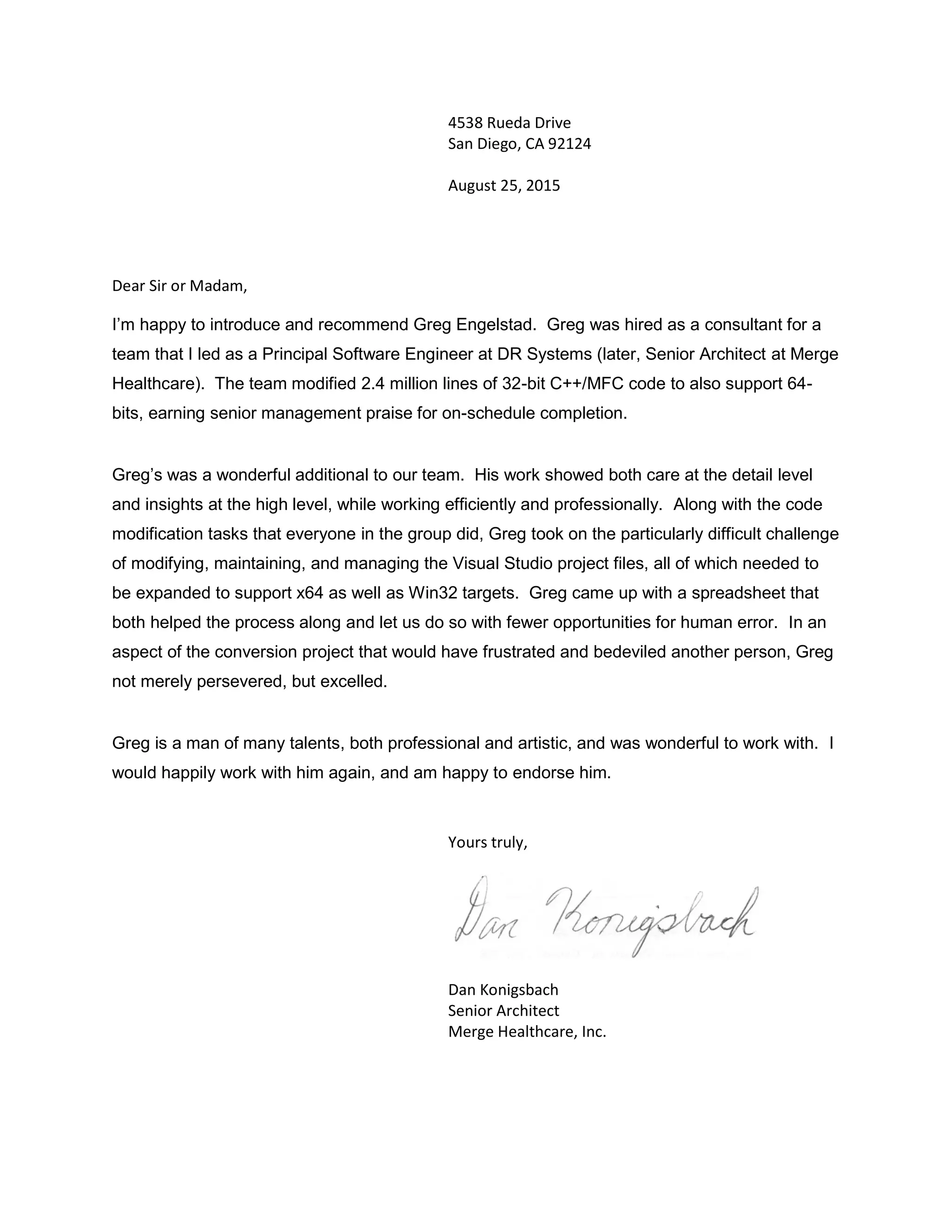 Letter of Recommendation - Dan Konigsbach 3 | PDF