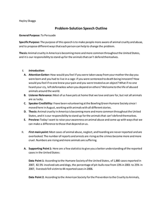 problem-solution speech outline | PDF