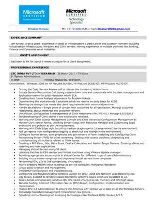 Dinakar_Sr Wintel admin | DOC