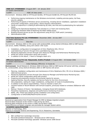 Dinakar_Sr Wintel admin | DOC
