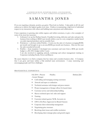 Resume Sam | DOC | Business Administration | Business