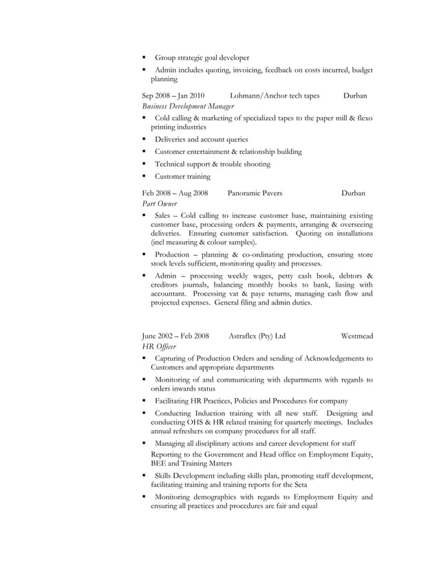 Resume Sam | DOC | Business Administration | Business