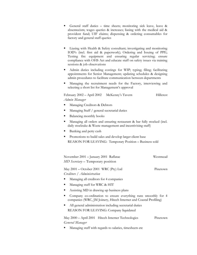 Resume Sam | DOC | Business Administration | Business