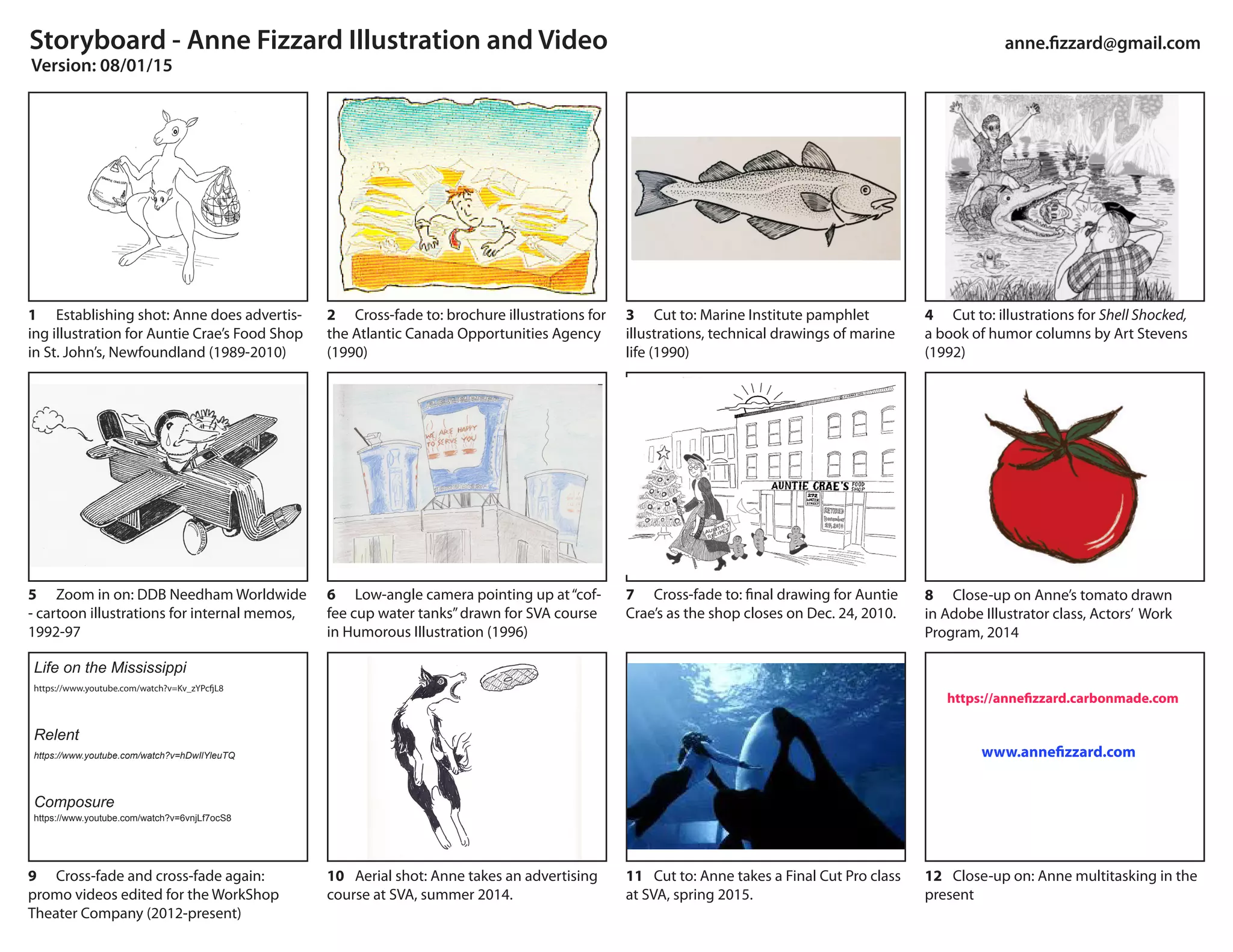 Anne Fizzard Illustration and Video (Storyboard) Resume | PPT