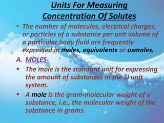 Body Water, Osmolarity and Ionic composition of Body fluids | PDF