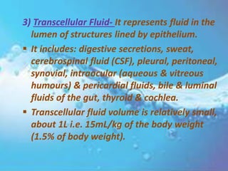 Body Water, Osmolarity and Ionic composition of Body fluids | PDF
