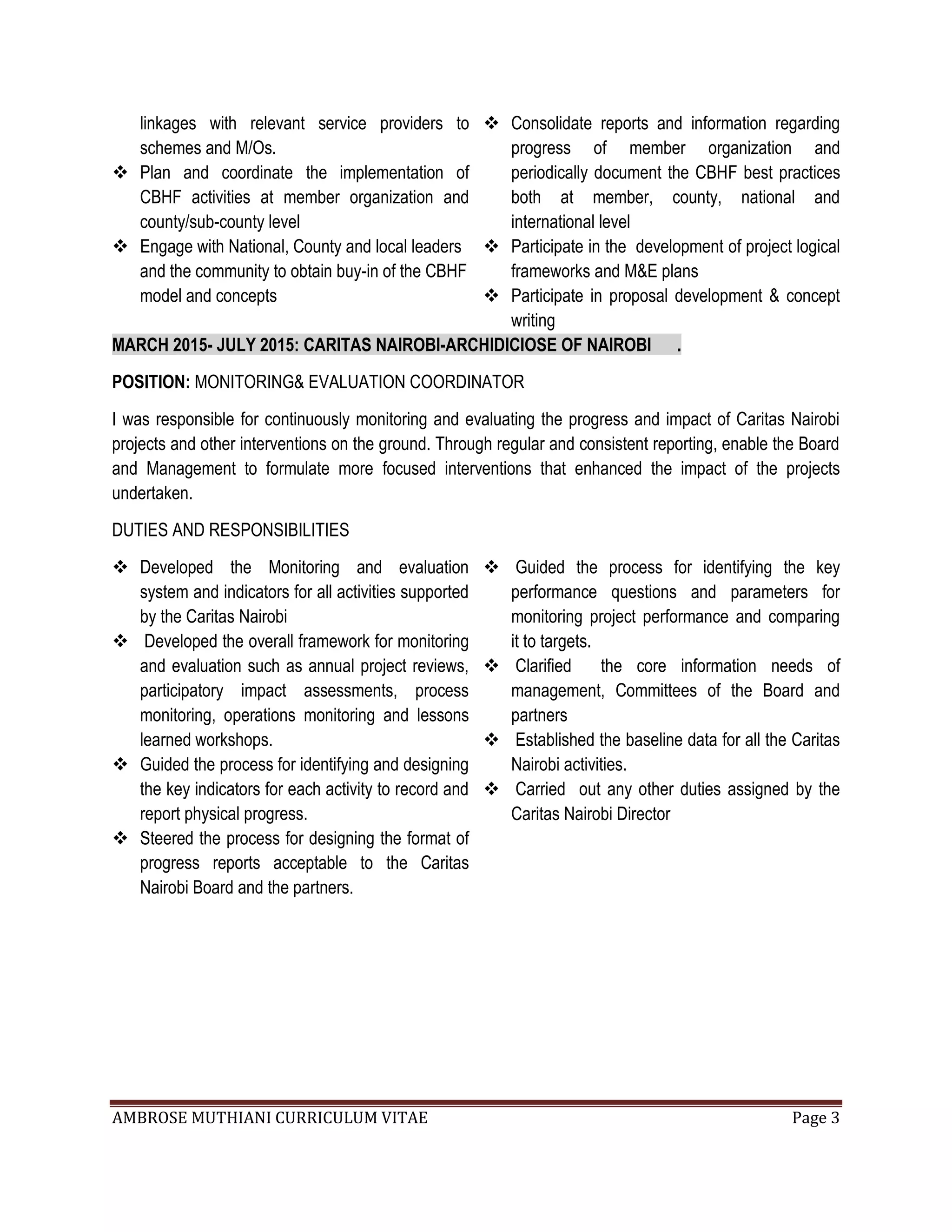 AMBROSE MUTHIANI KOMU CV | PDF