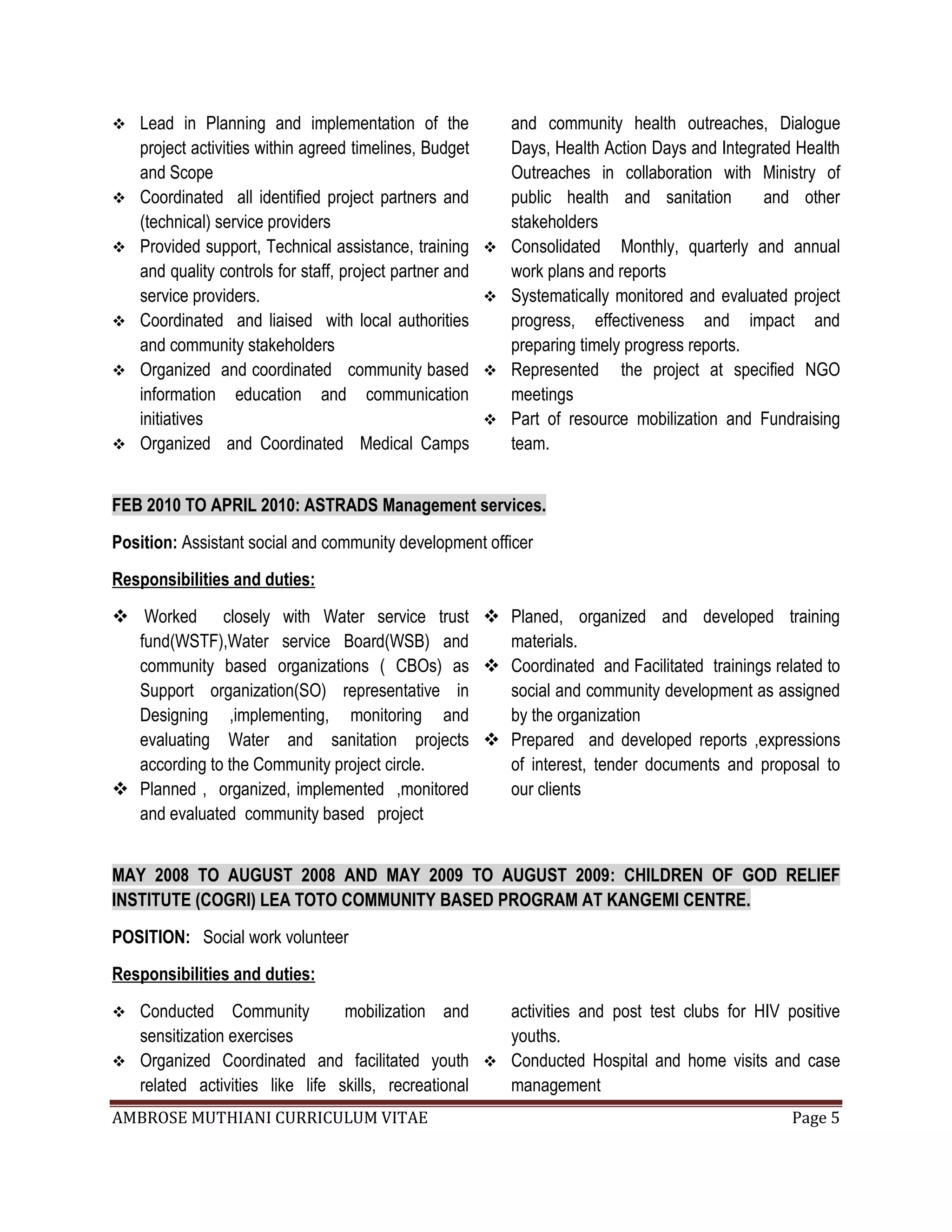 AMBROSE MUTHIANI KOMU CV | PDF