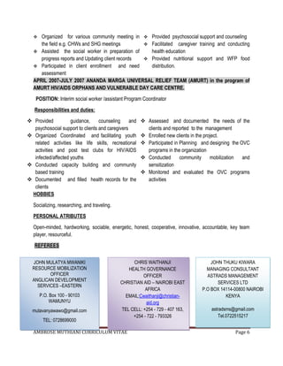 AMBROSE MUTHIANI KOMU CV | PDF | Non-Profit Organizations | Industries