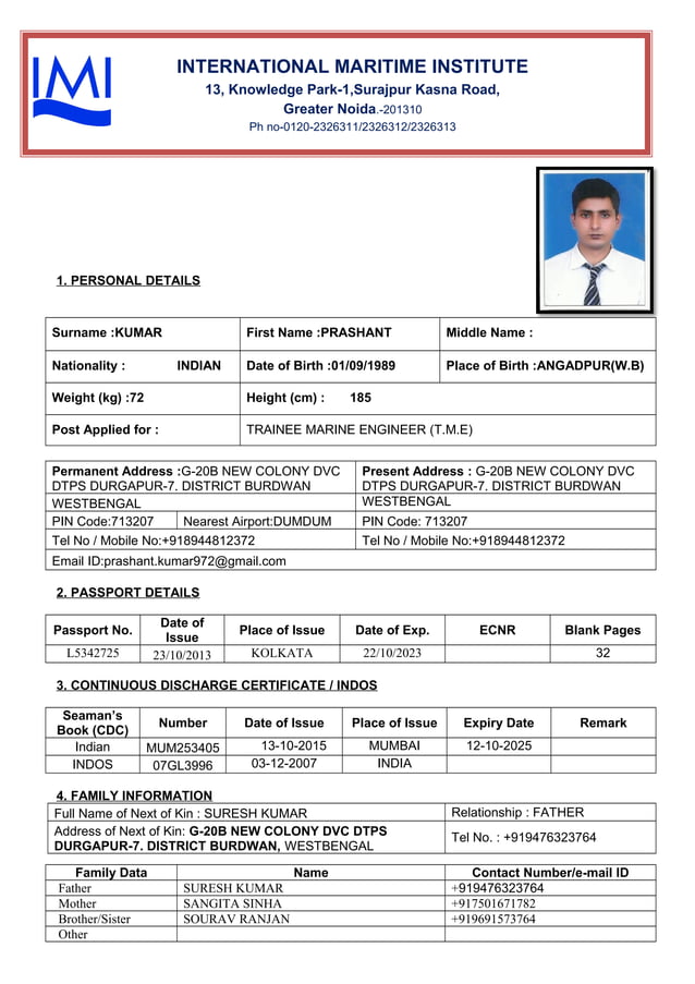 Prashant CV IMI | PDF