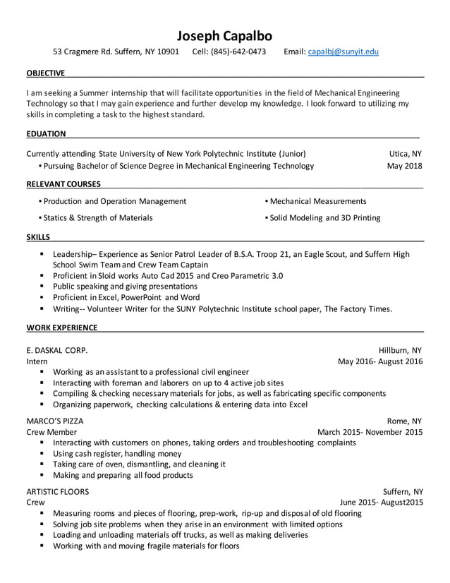 Joseph Capalbo Resume | PDF