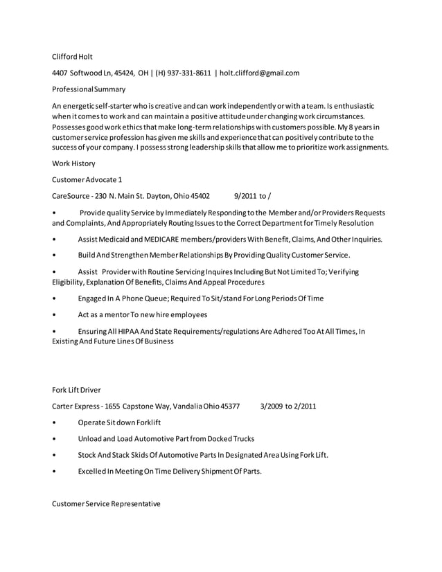Clifford Holt Resuem | DOCX