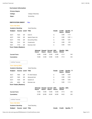 UGA MAcc Unofficial Transcript | PDF | Undergraduate Education ...