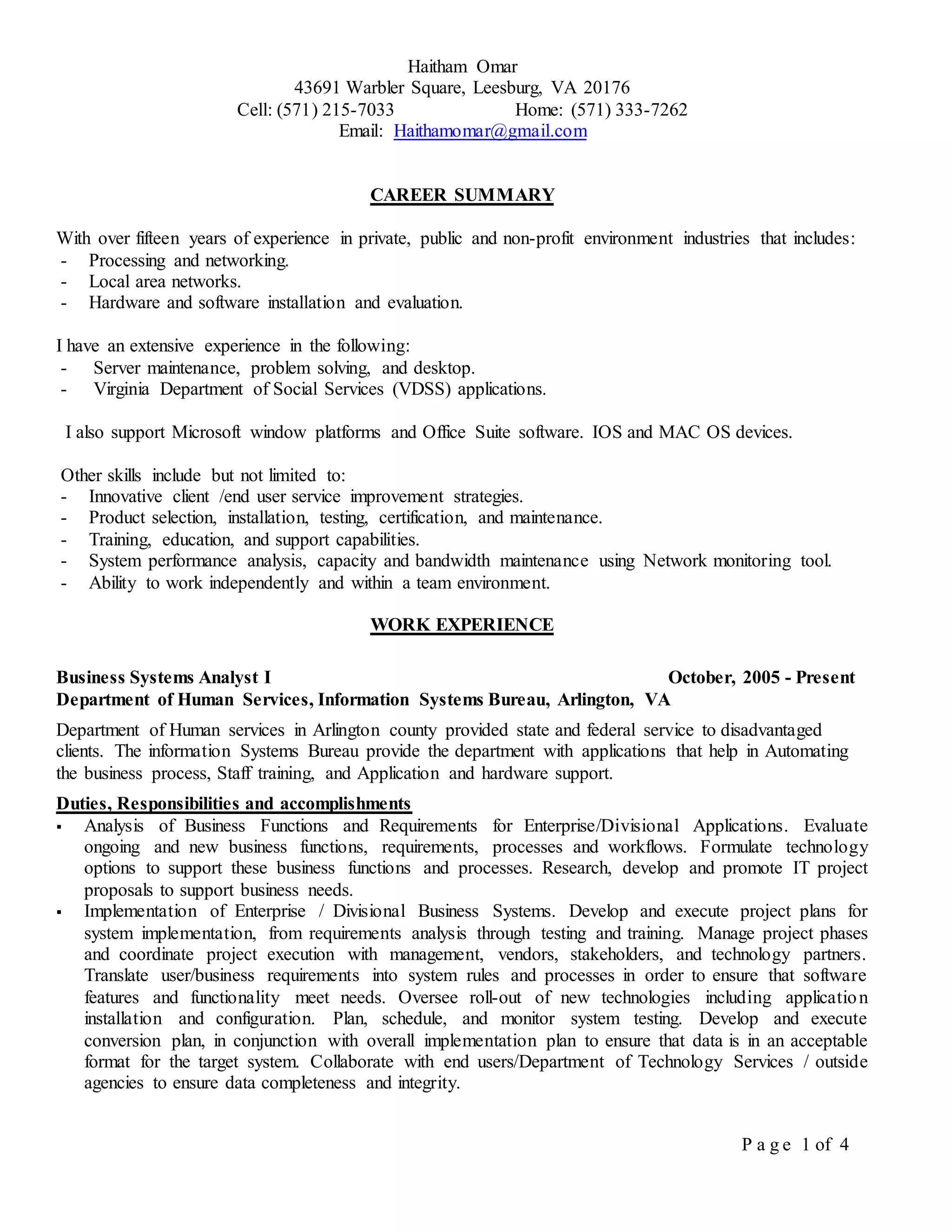Haitham Omar Resume | PDF
