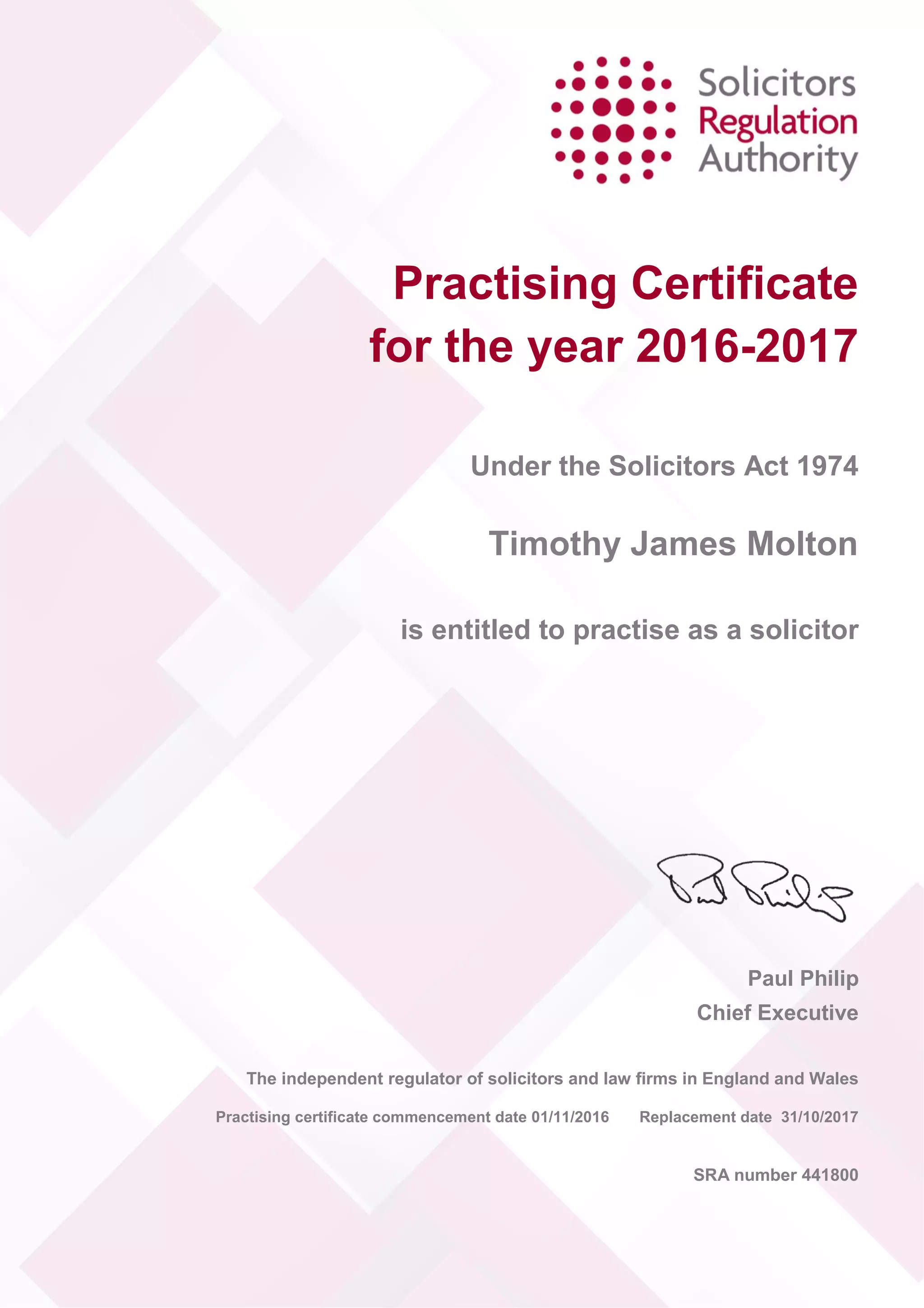 Practicing Certificate 2016-2017 | PDF