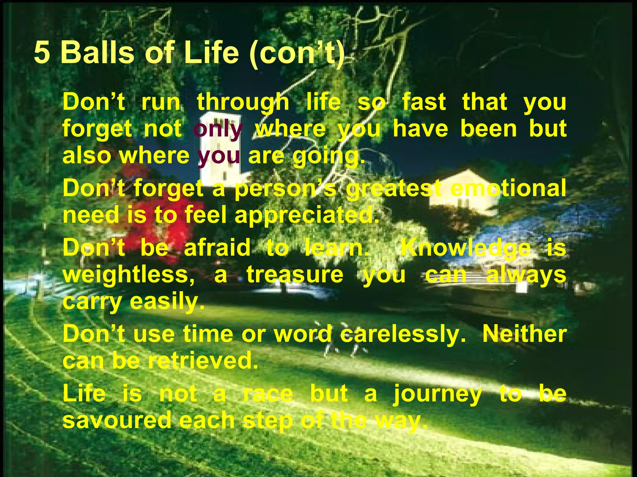 5 Balls Of Life | PPT