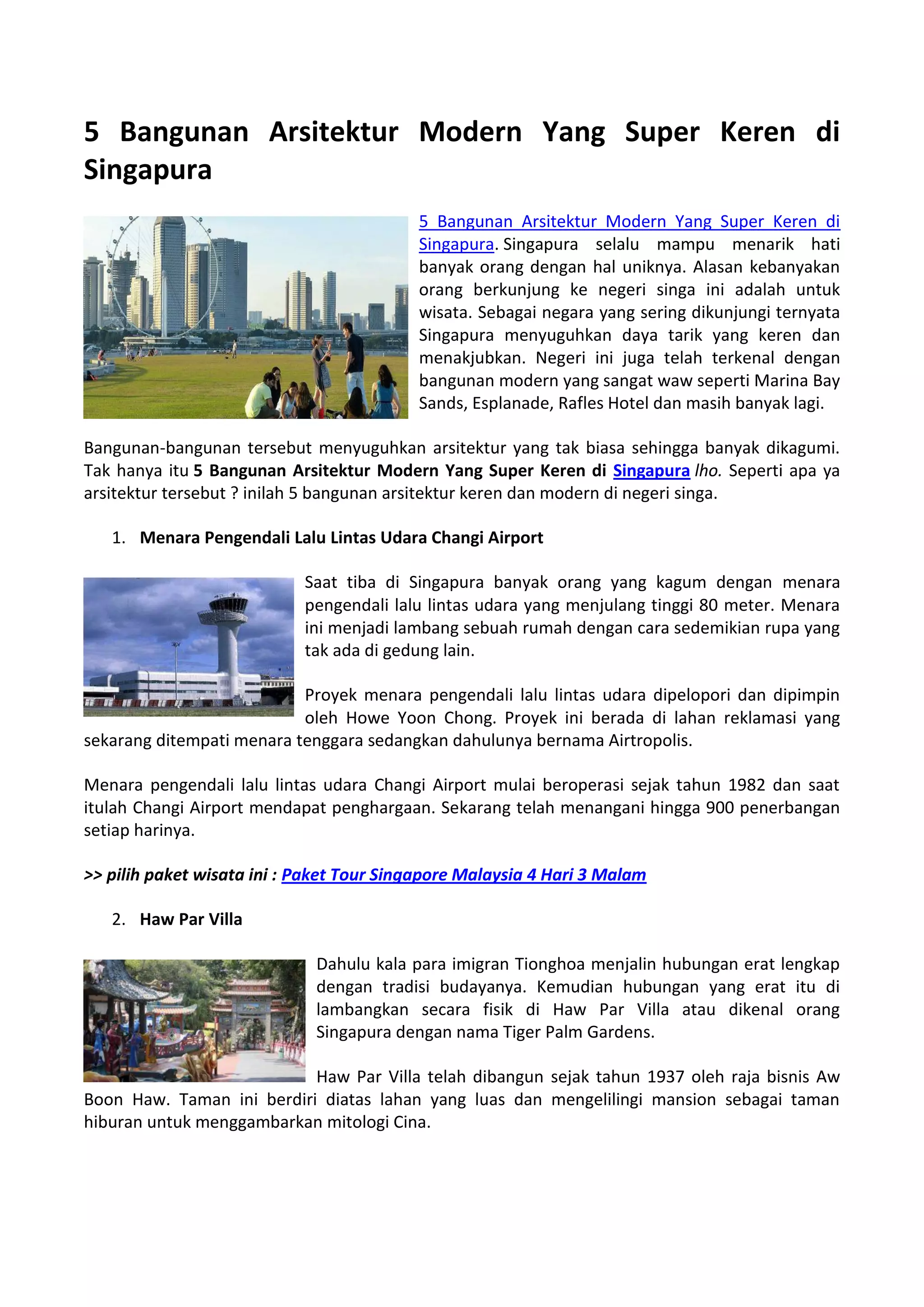 5 bangunan arsitektur modern yang super keren di singapura | PDF