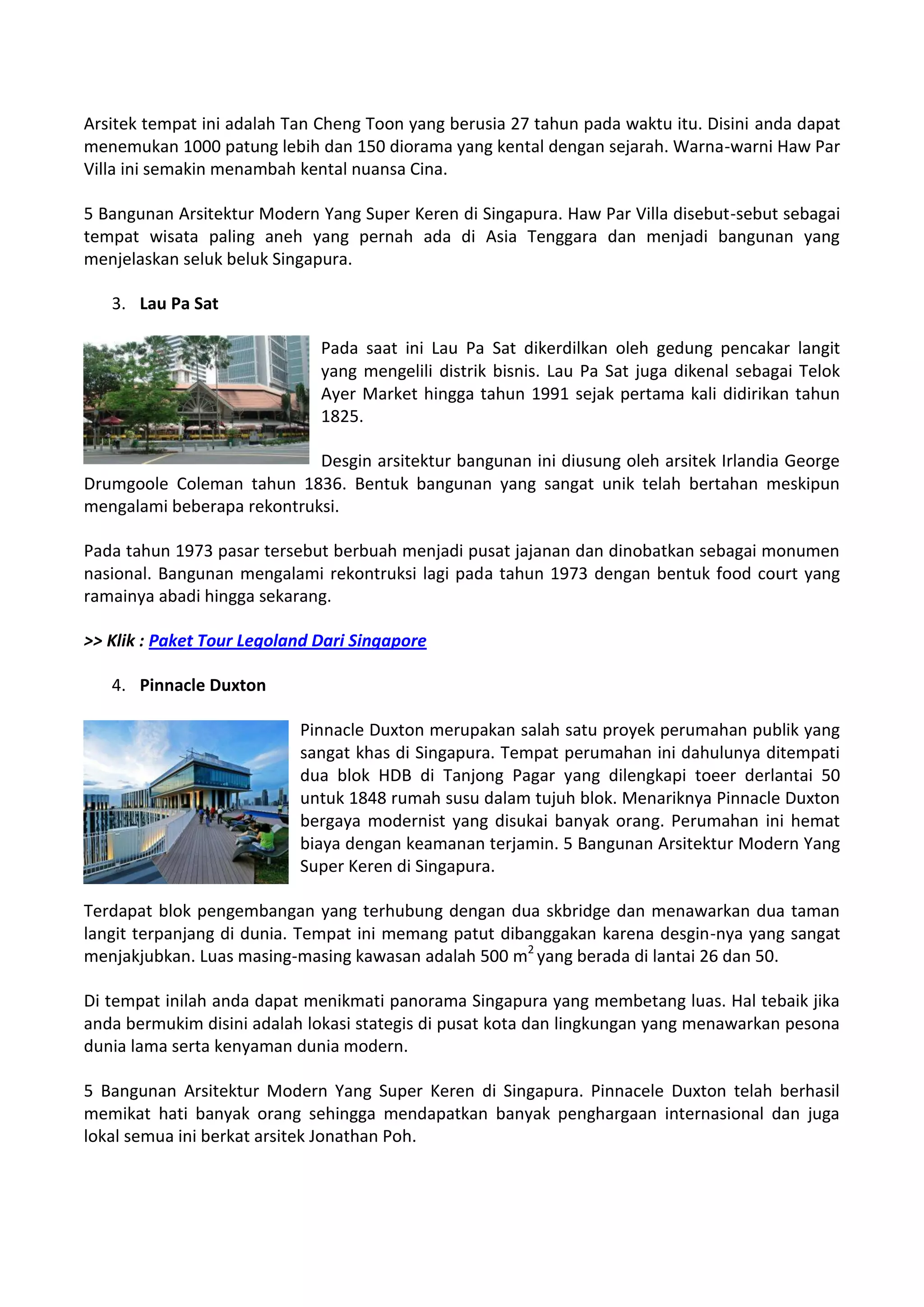 5 bangunan arsitektur modern yang super keren di singapura | PDF