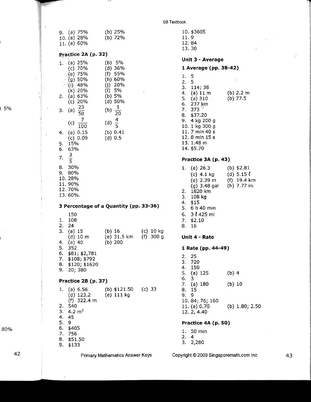 Singapore Math 5B Answer Keys Singapore Math 5B Answer Keys
