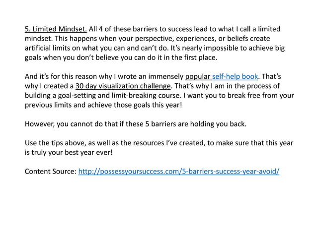 5 barriers to success this year (and how to avoid them) | PPT