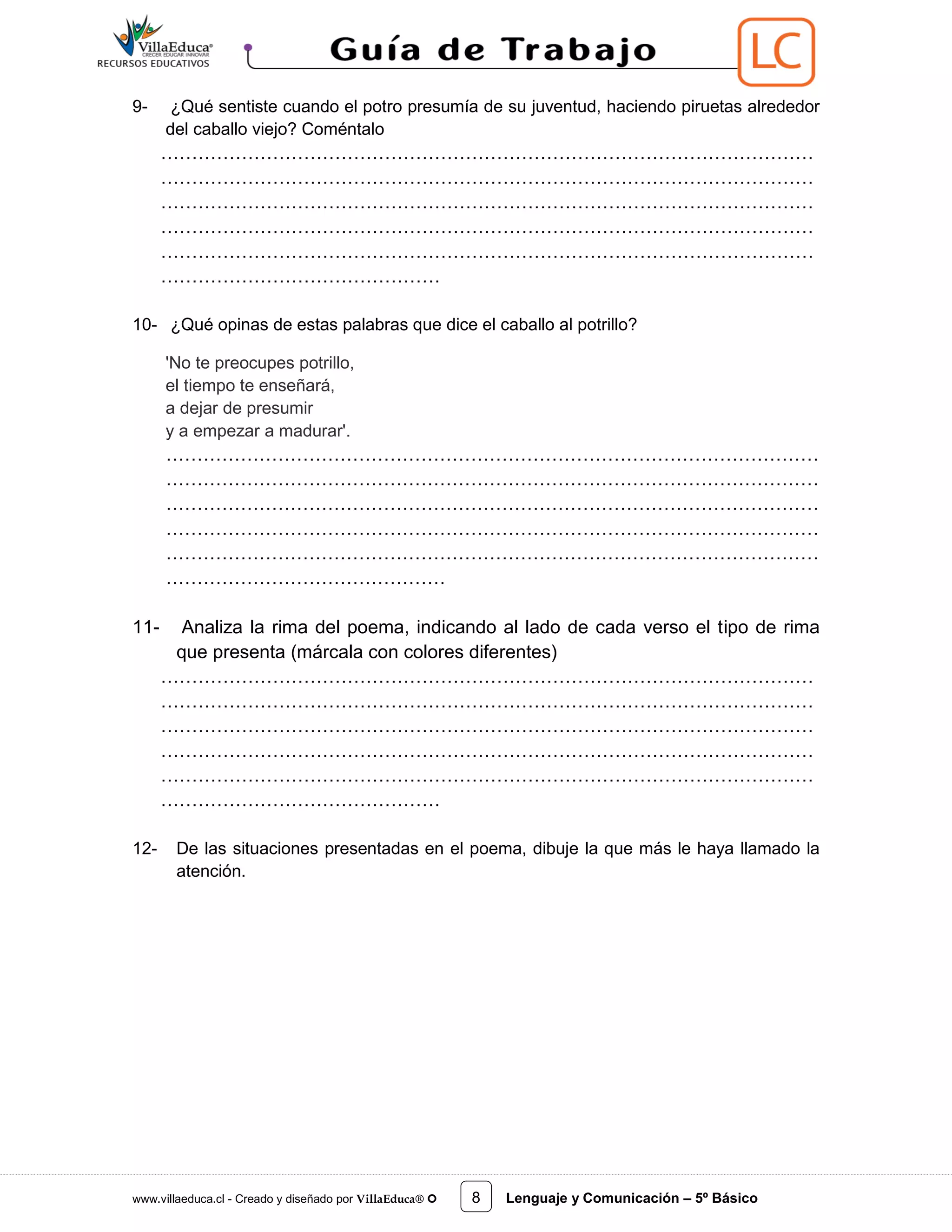 5 basico guia trabajo lenguaje y comunicacion - semana 10 | PDF
