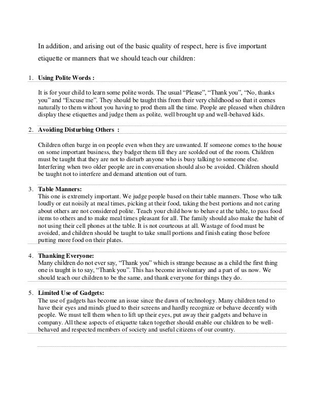 5 basics etiquette or manners that you must teach your child