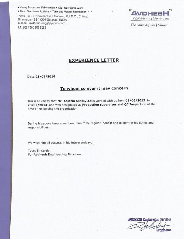 Experiance letter | PDF