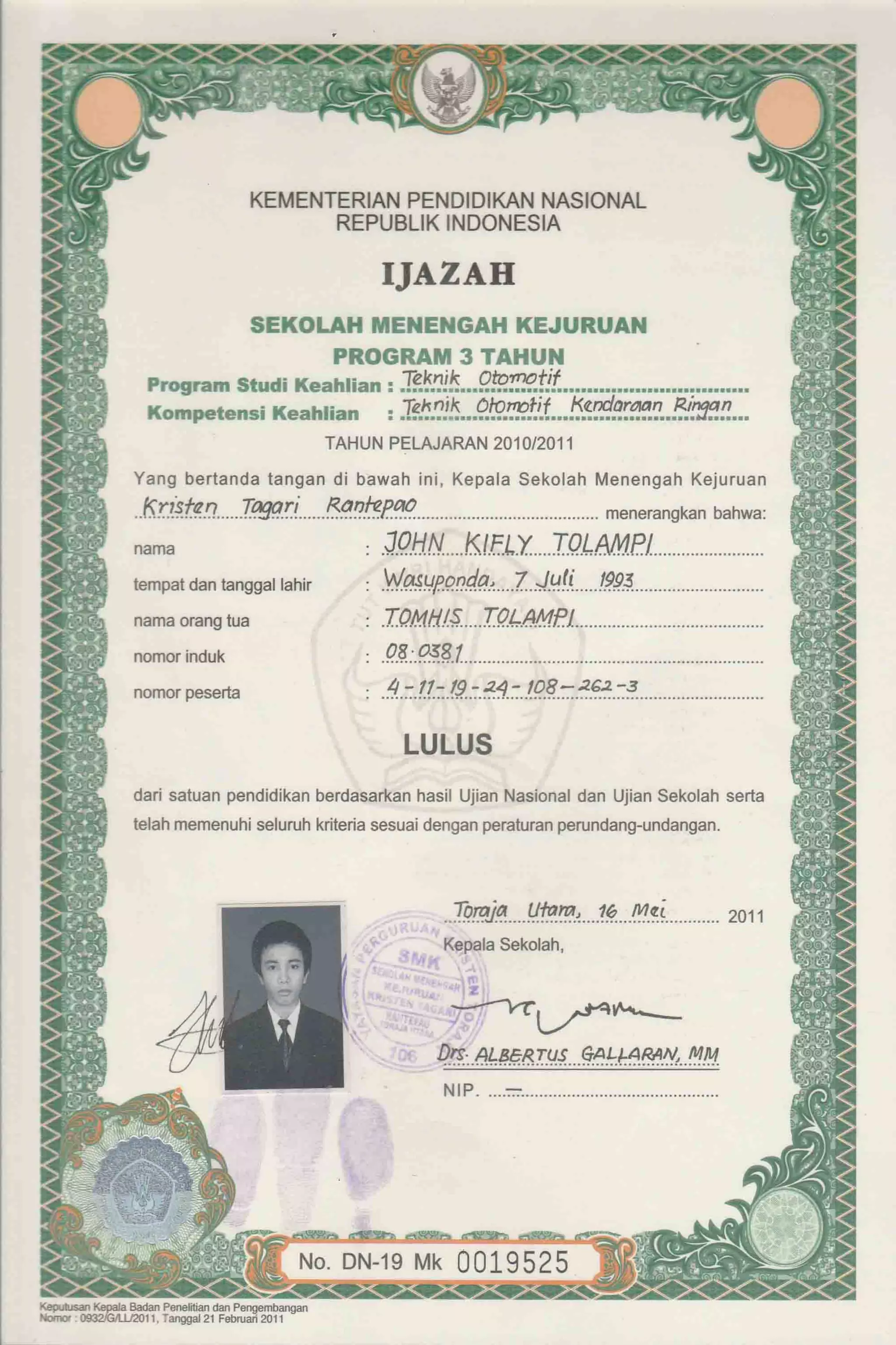 Ijazah SMK | PDF
