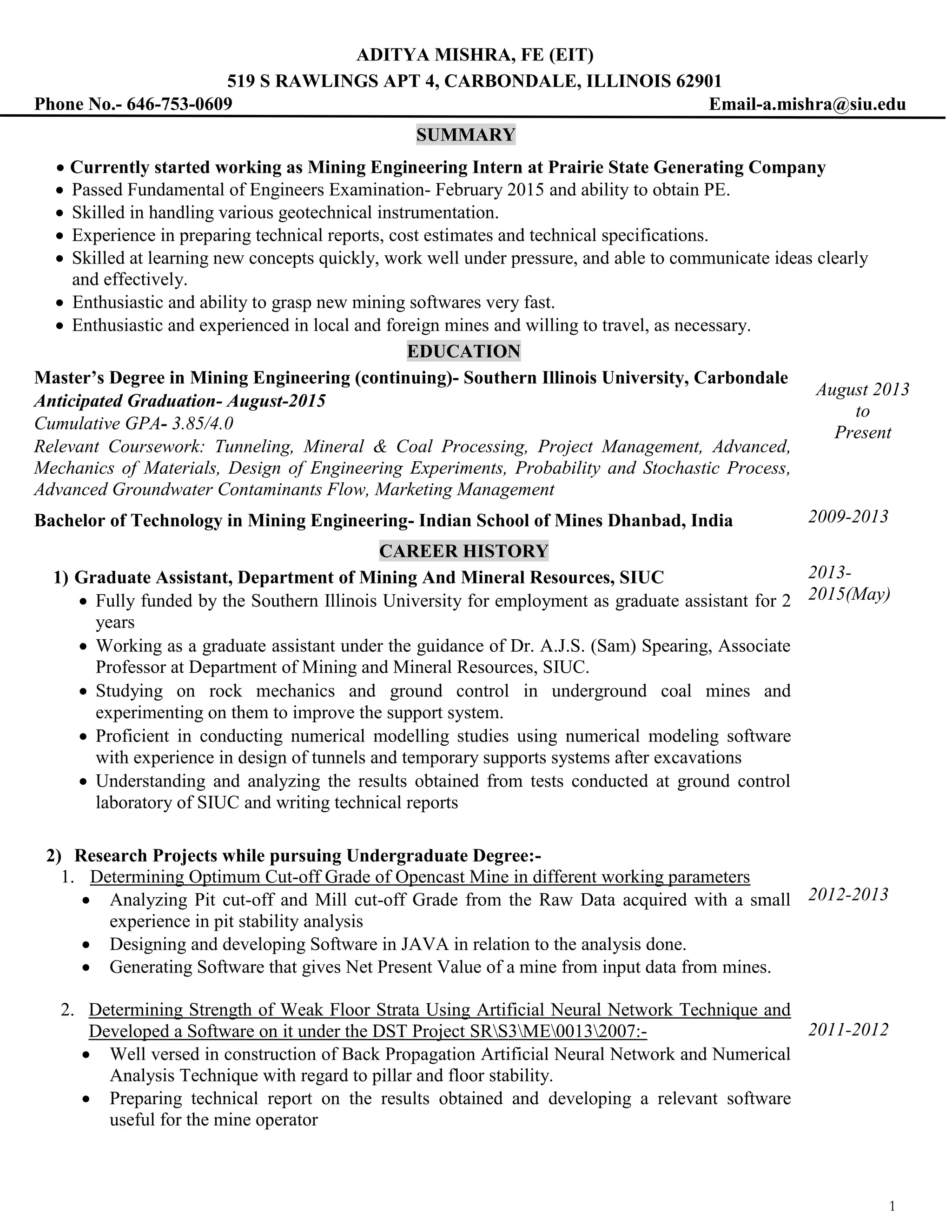 Aditya Mishraresume Pdf