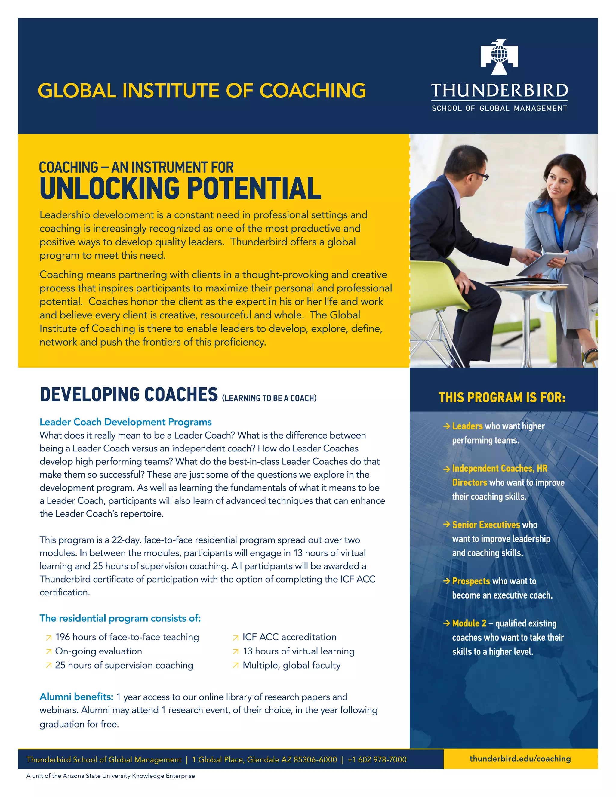 Thunderbird Global Institute of Coaching | PDF