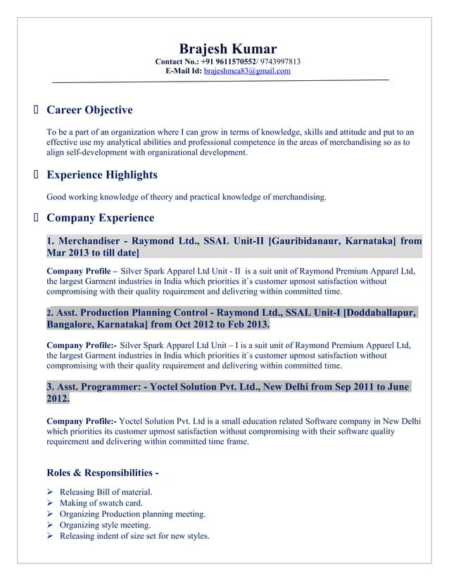 Brajesh_Resume | DOC