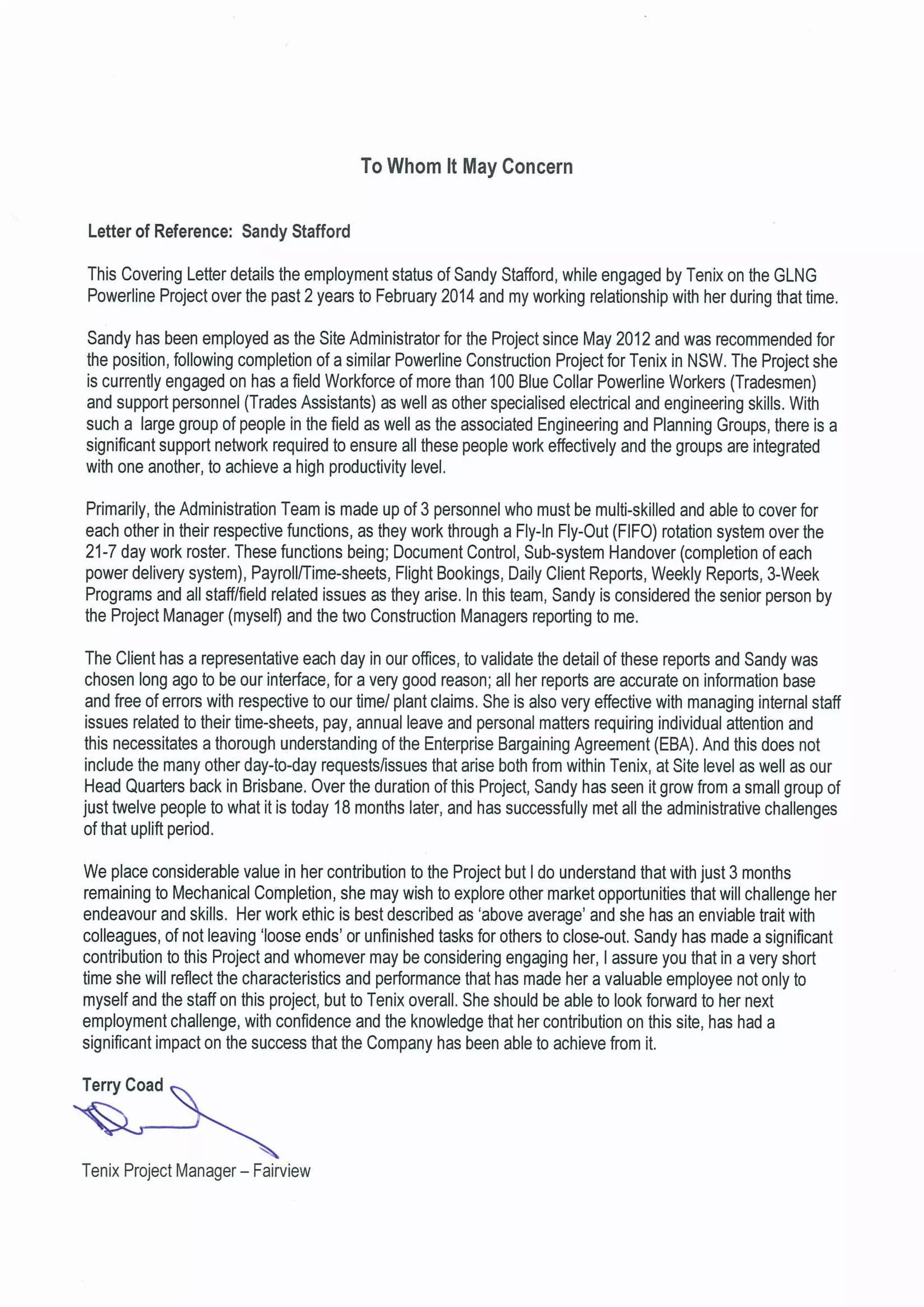 Terry Coad Reference | PDF