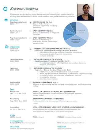 CV 2016 - Kowshala Pulendran m:bilde | PDF