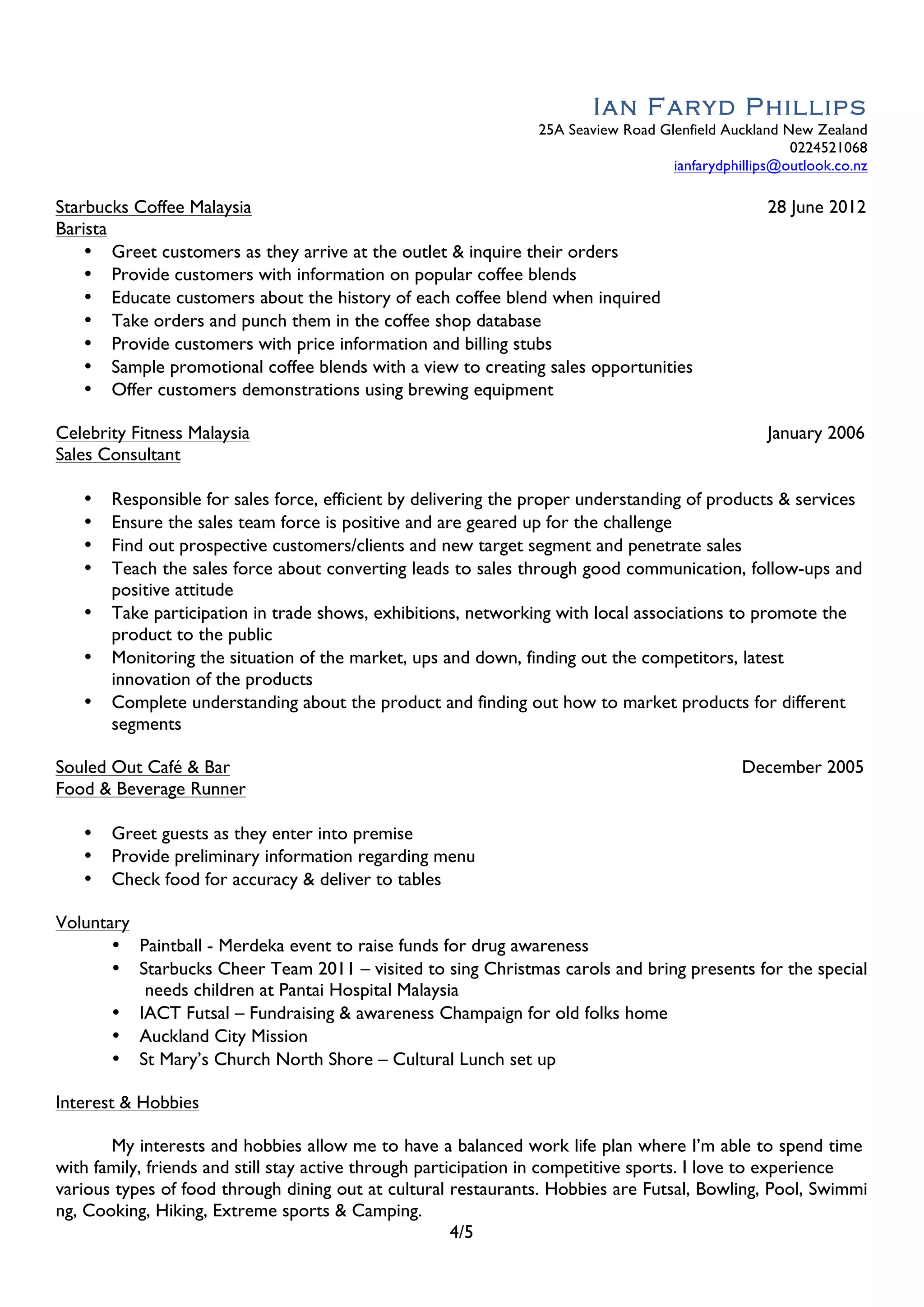 Ian Faryd Phillips CV | PDF
