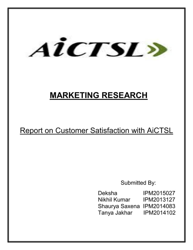 AiCTSL marketing survey final report | PDF