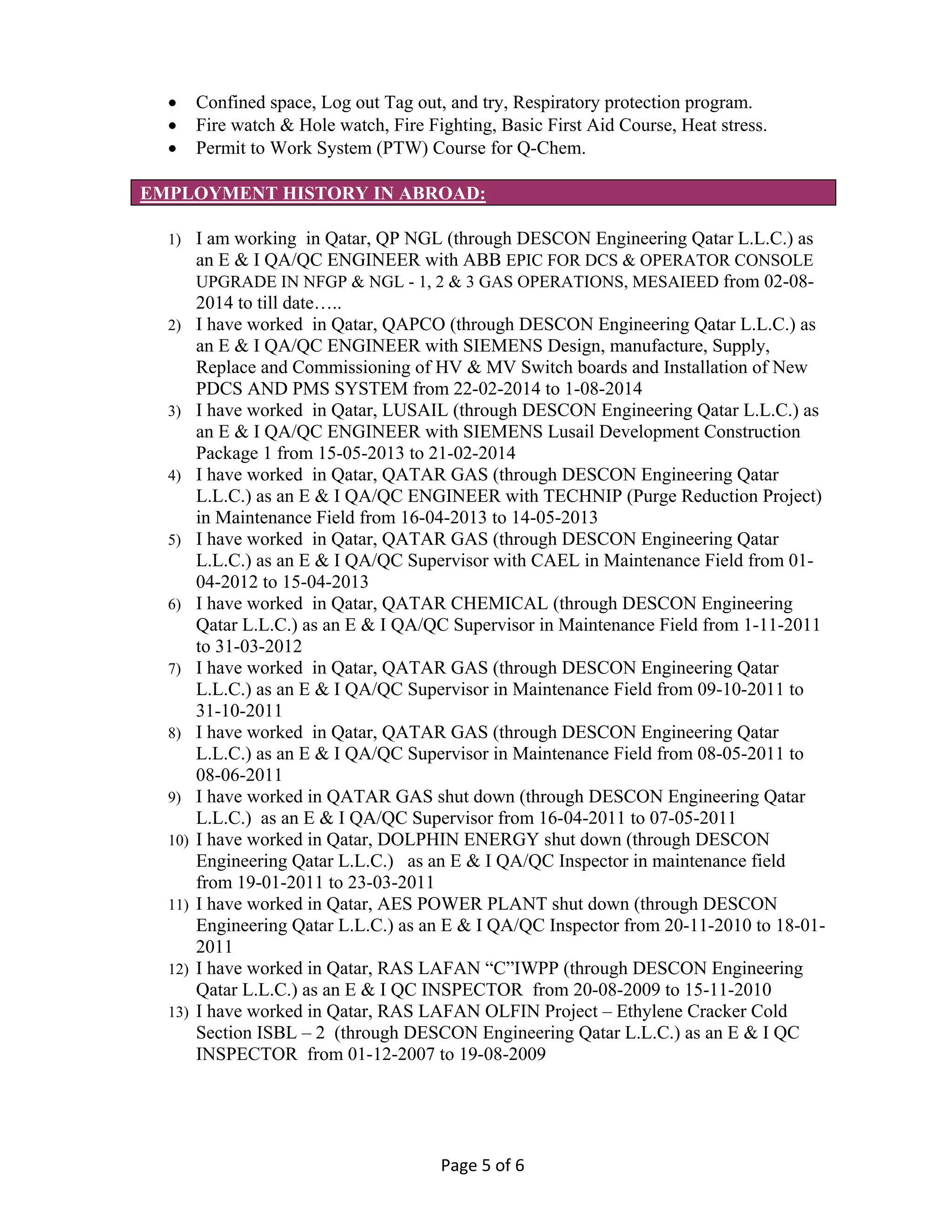 MANSOOR_ALI_CV -QA QC | PDF