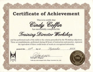 Training Director Certificate | PPT